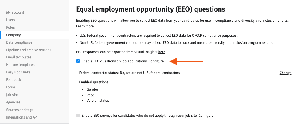 Configuring and using equal employment opportunity (EEO) questions ...