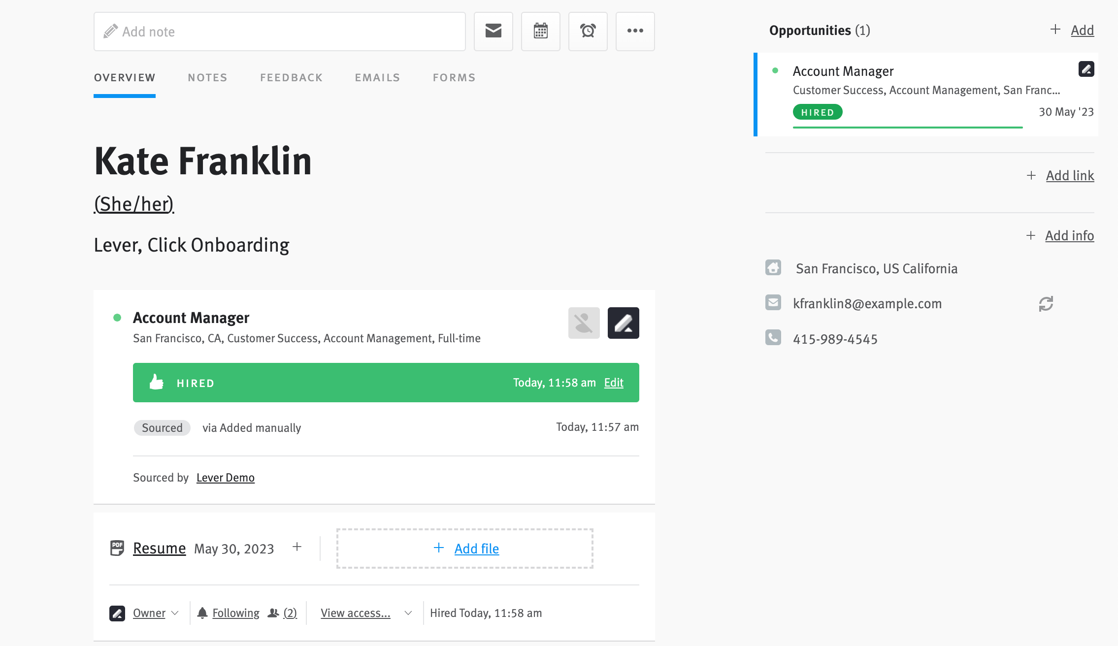 Enabling and using the Click Boarding integration – Lever Help Center