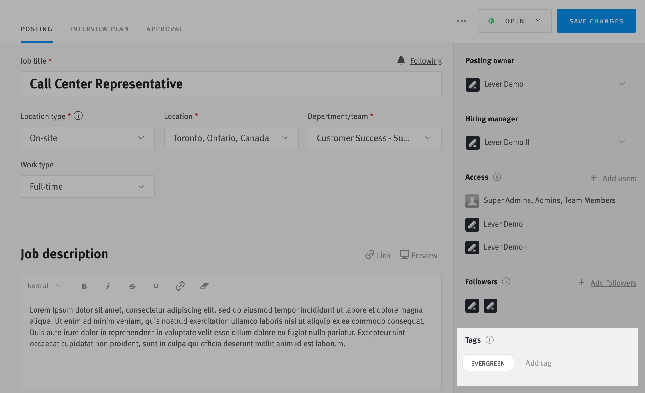 Managing evergreen job postings – Lever Support