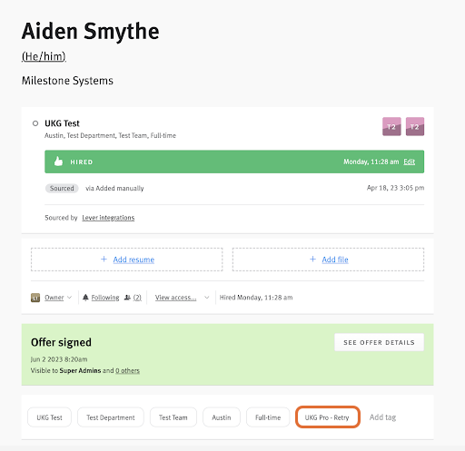 Enabling and using the UKG Pro Onboarding integration – Lever Help Center
