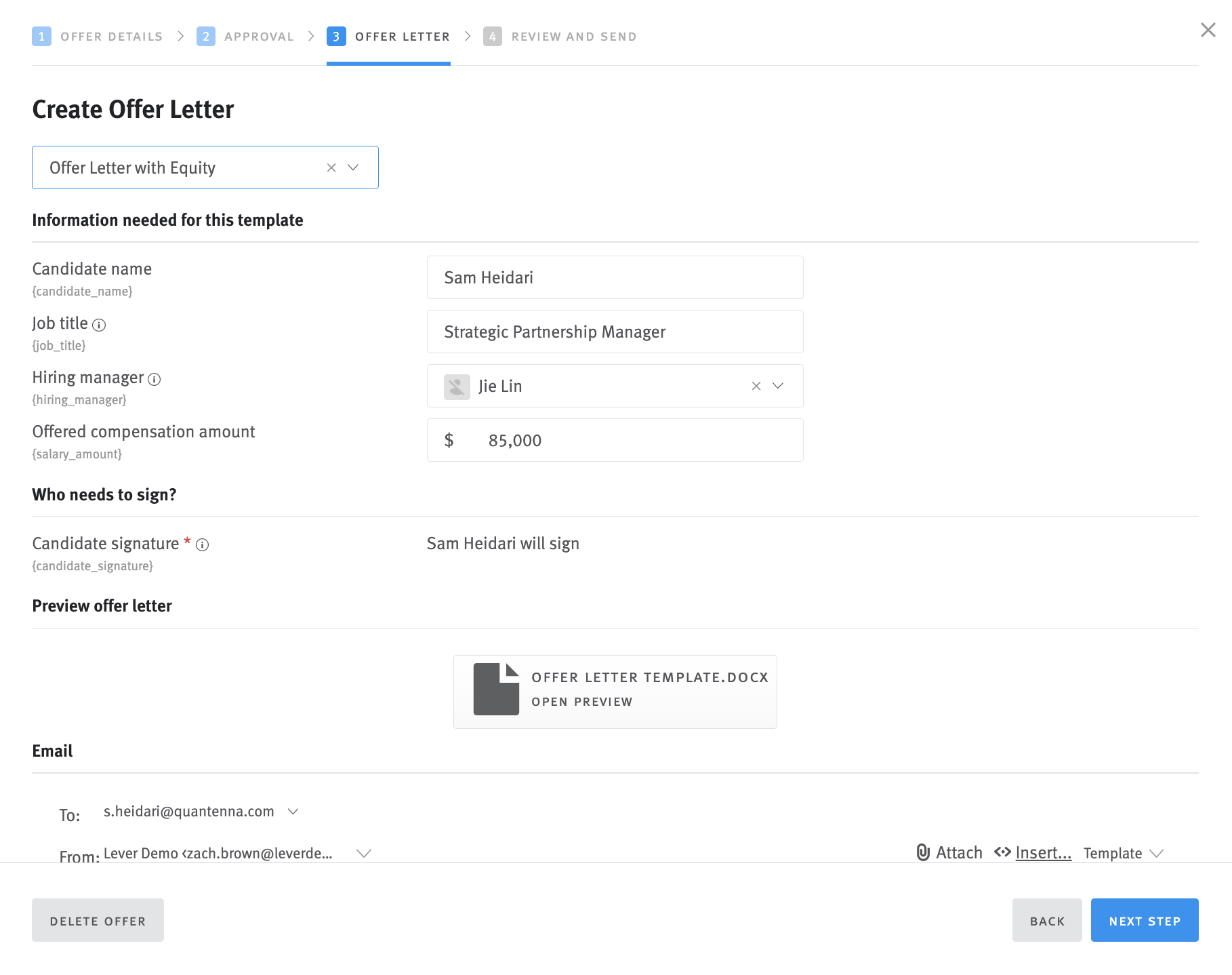 Creating offers – Lever Help Center