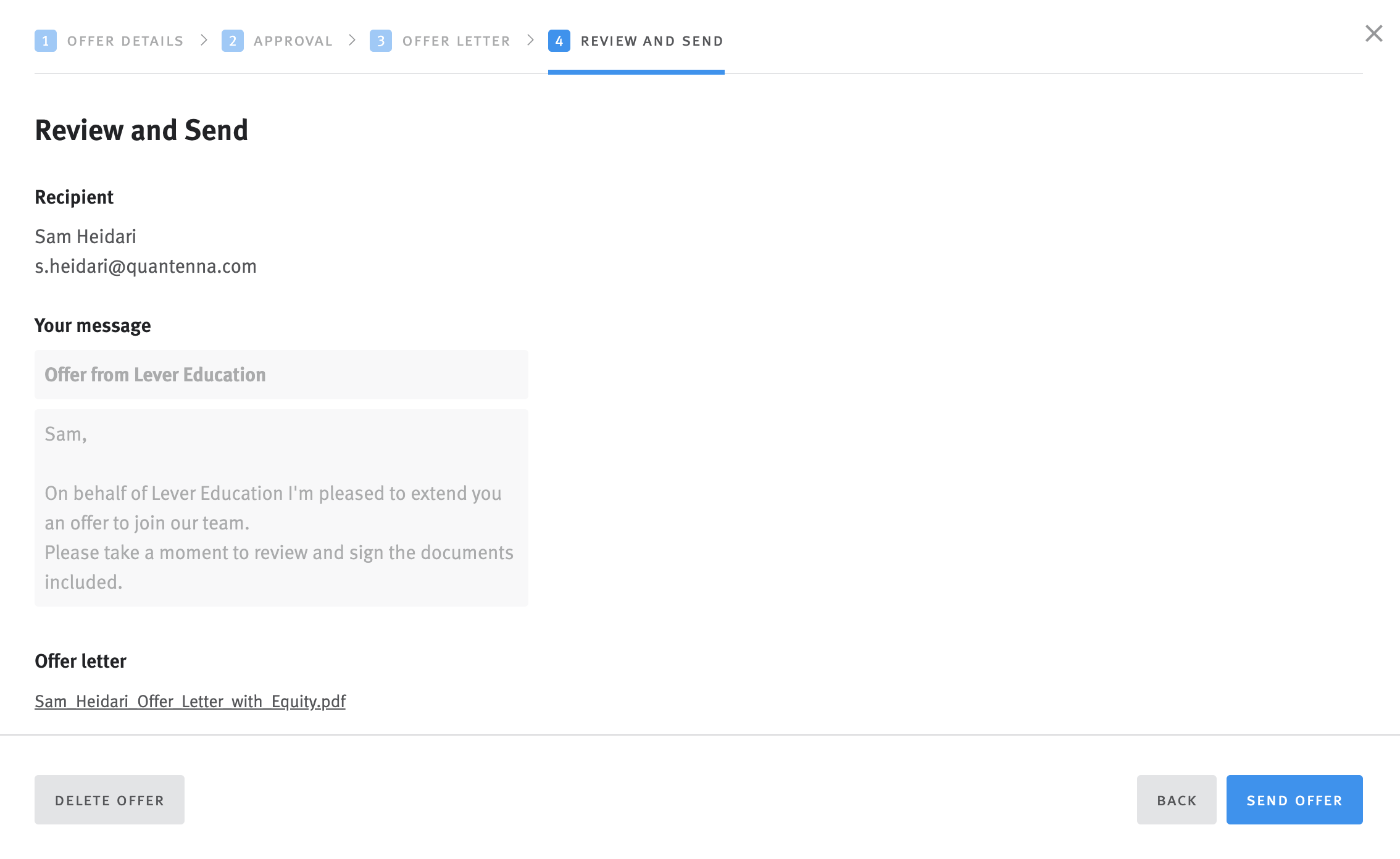 Creating offers – Lever Help Center