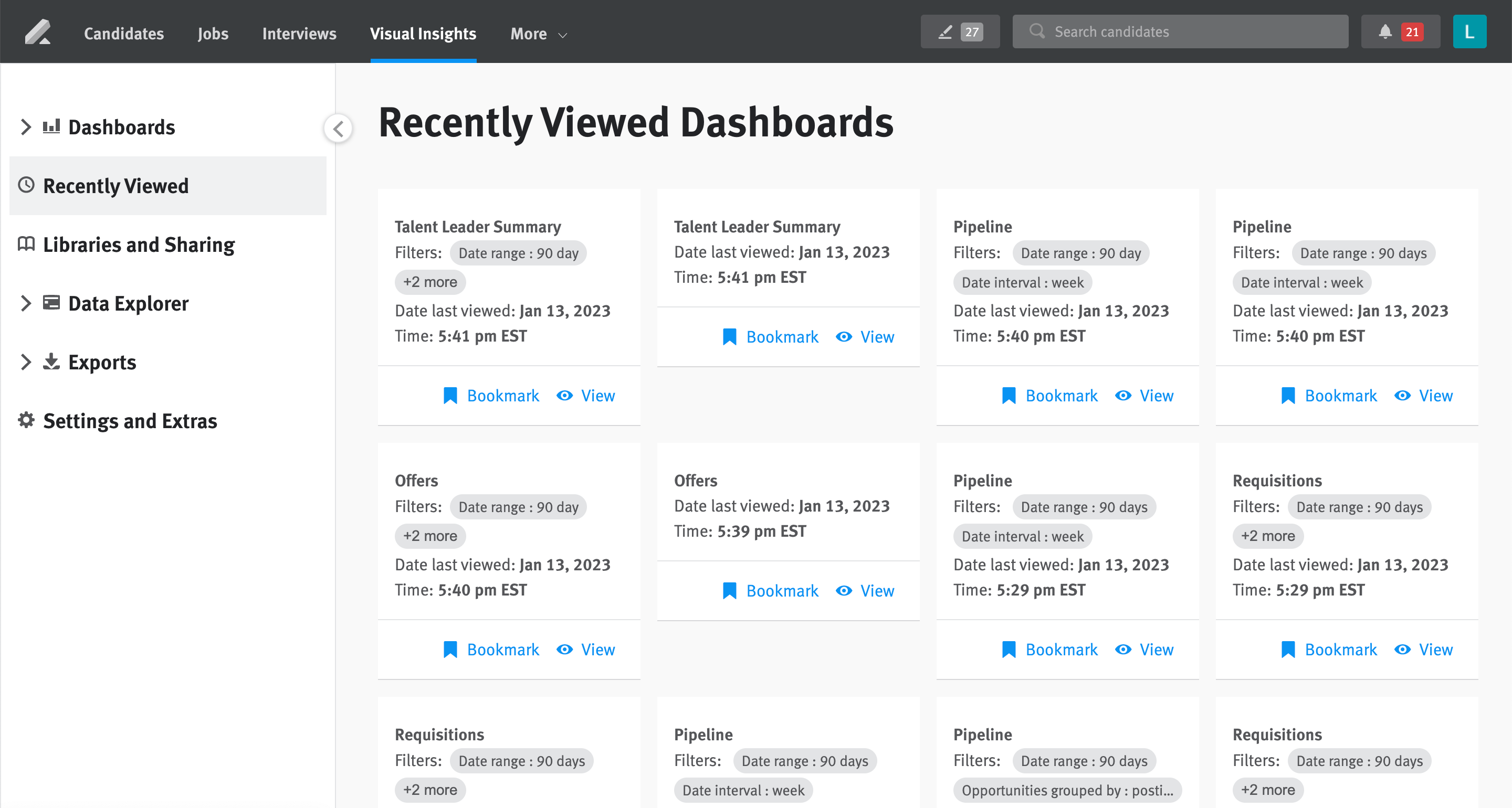 Visual Insights: Recently Viewed Dashboards – Lever Help Center