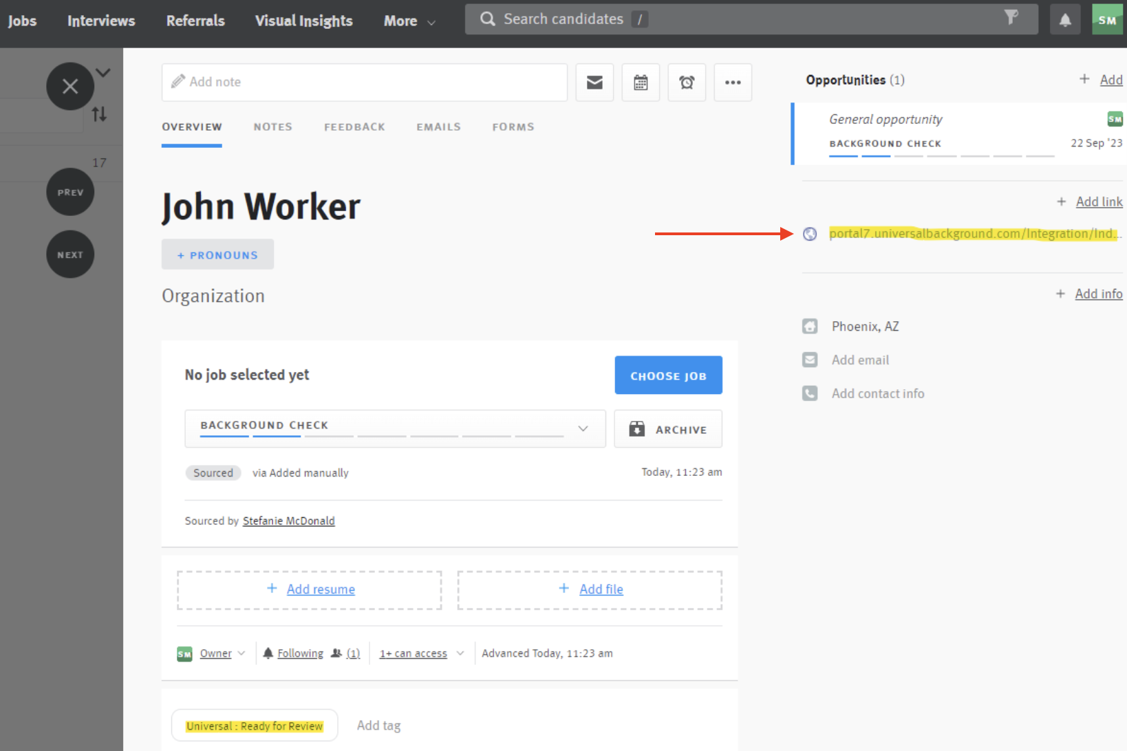 Enabling and using the Universal Background Screening integration ...