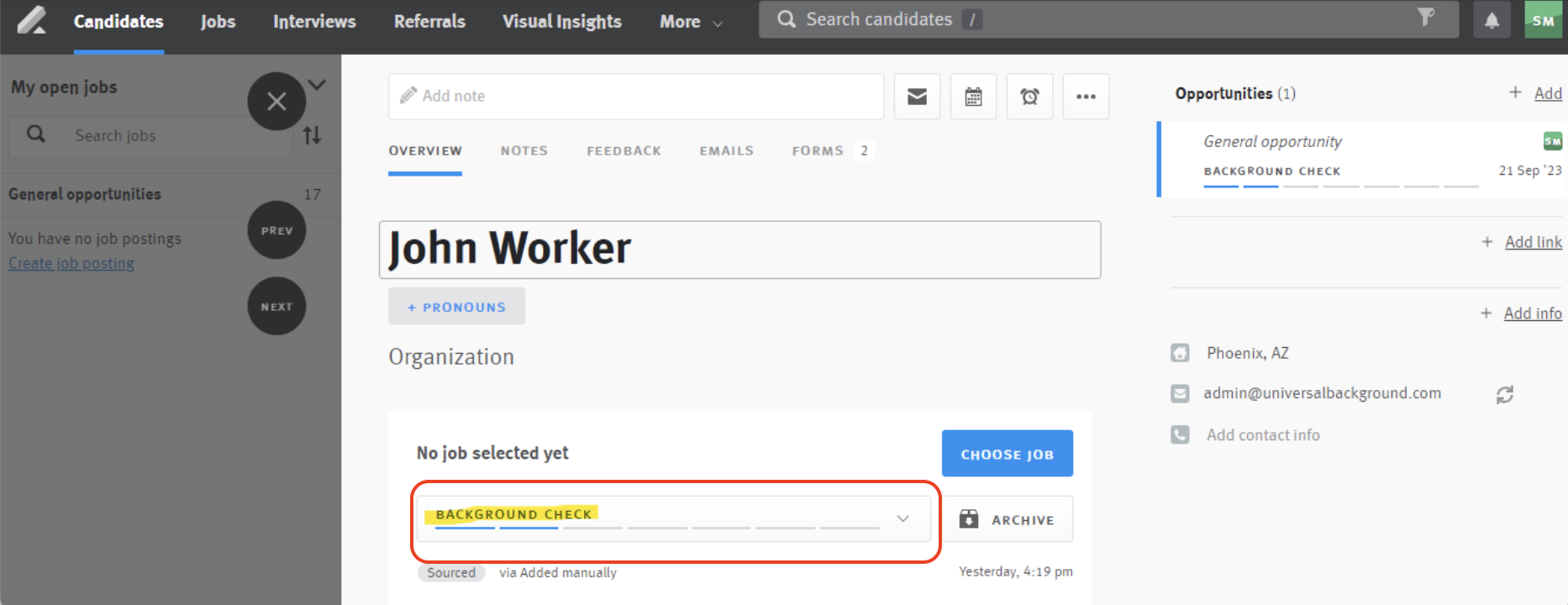 Enabling and using the Universal Background Screening integration ...