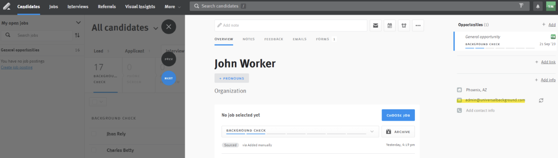 Enabling and using the Universal Background Screening integration – Lever Support