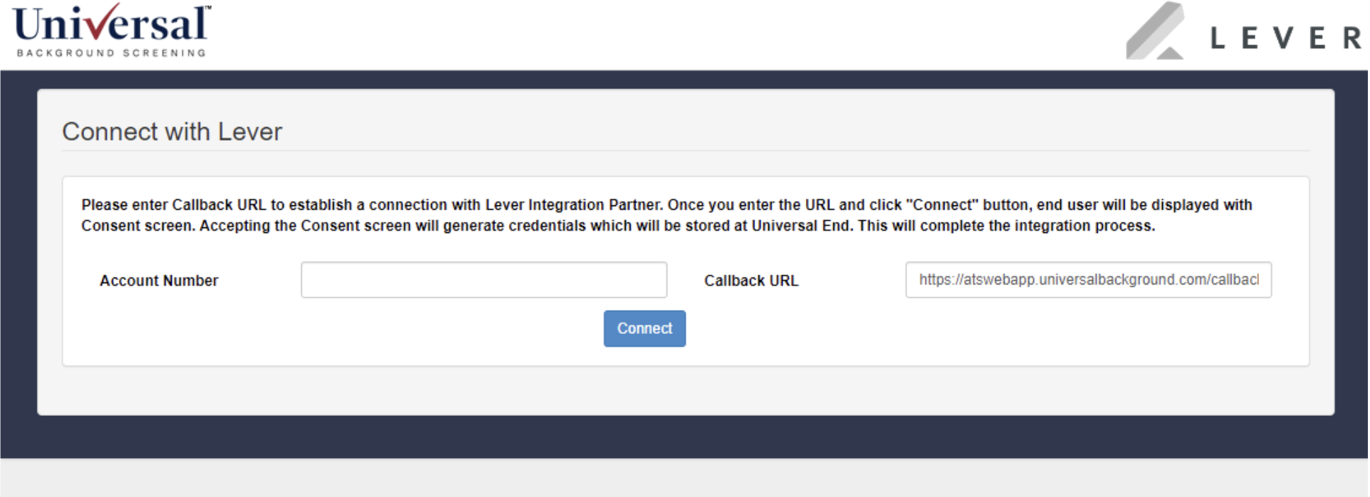 Enabling and using the Universal Background Screening integration ...