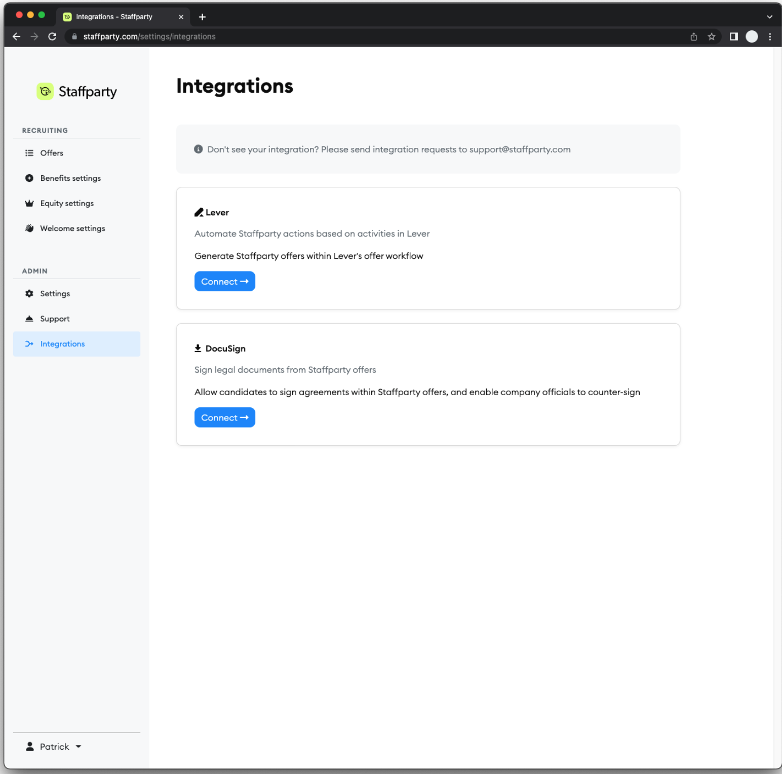 Enabling and using the Staffparty integration – Lever Support