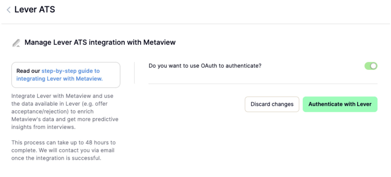 Enabling and using the Metaview integration – Lever Support