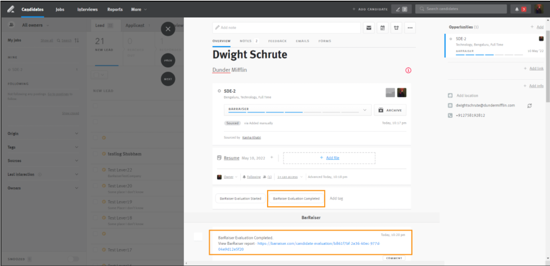 Enabling and using the BarRaiser integration – Lever Help Center