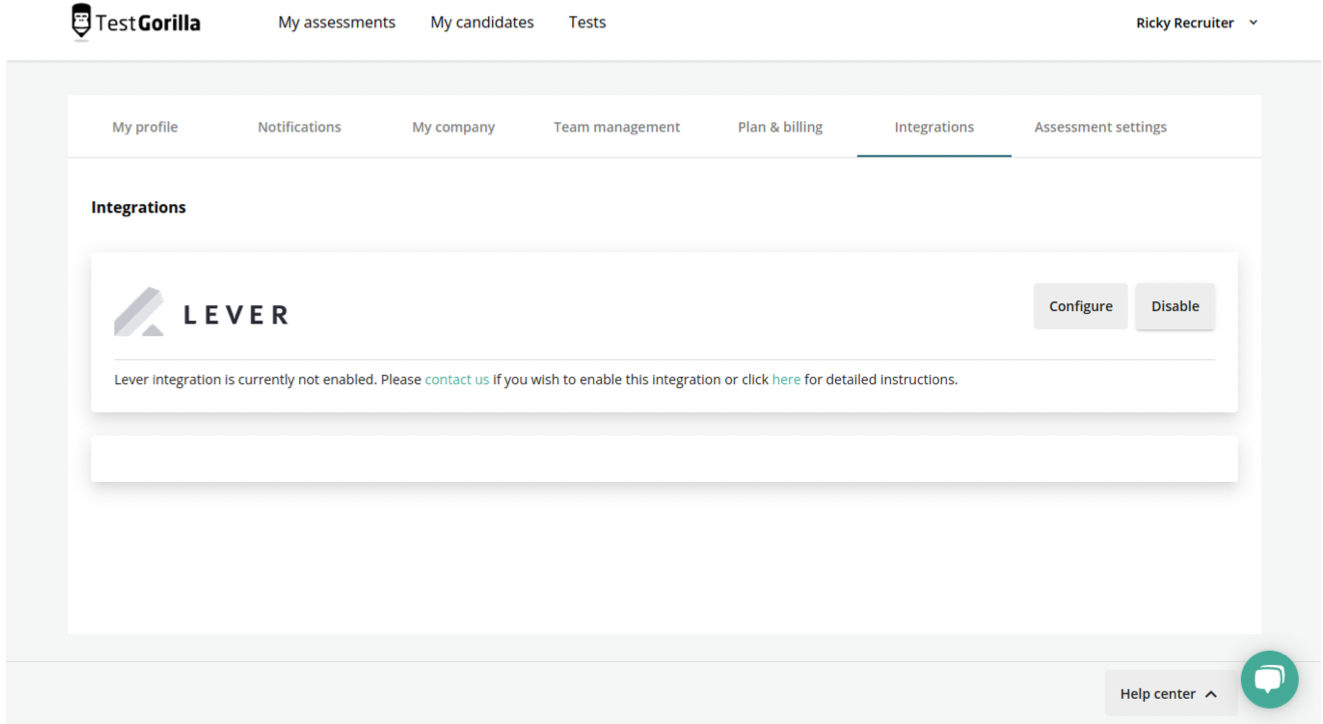 Enabling and using the TestGorilla (TG) integration – Lever Support