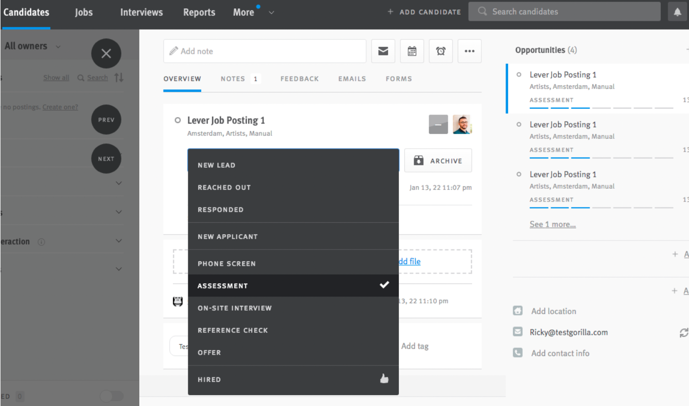 Enabling and using the TestGorilla (TG) integration – Lever Support