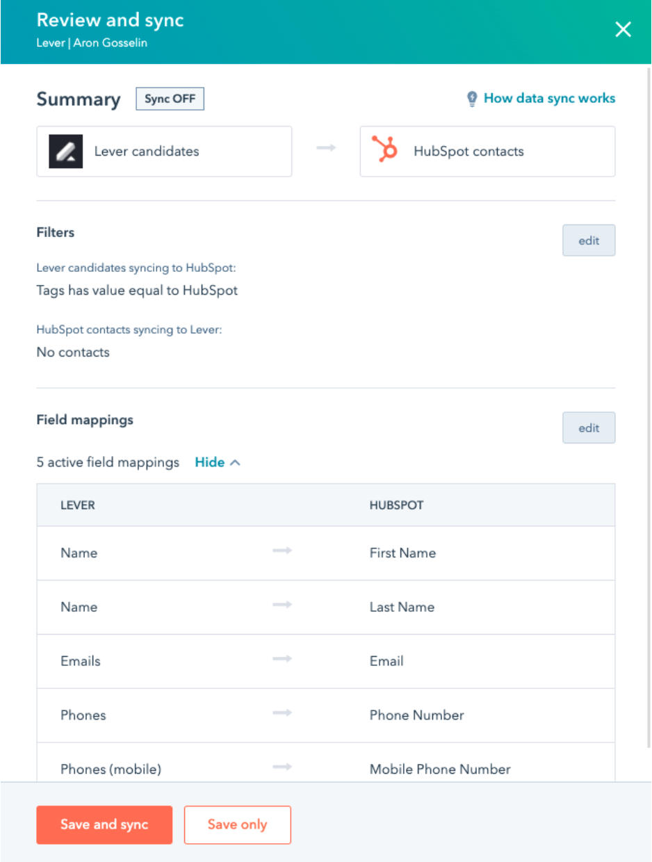 Enabling and using the HubSpot integration – Lever Support