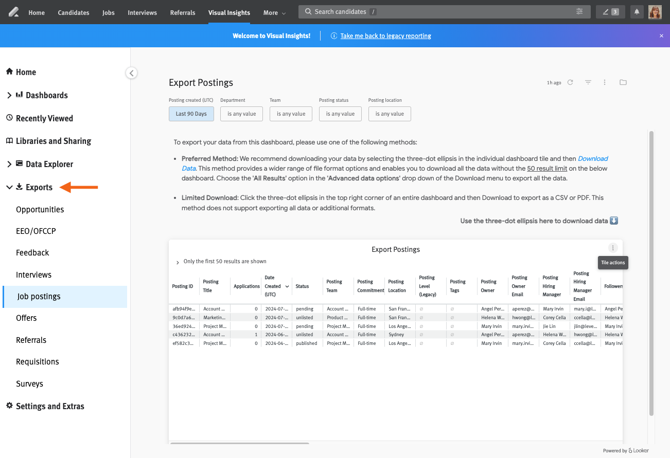 Granting users data export access – Lever Help Center